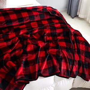 Extra Large Blanket 120 x 120 Inches Lightweight Soft Smooth Big Red Plaid Flannel Blanket 10' x 10' for Bed Large Blanket Christmas Blanket Gift for Family…