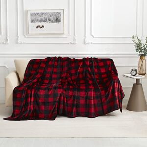 Extra Large Blanket 120 x 120 Inches Lightweight Soft Smooth Big Red Plaid Flannel Blanket 10' x 10' for Bed Large Blanket Christmas Blanket Gift for Family…