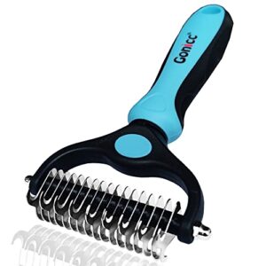 gonicc professional dematting comb with 2 sided for dogs and cats, 17+9 precision teeth, ergonomically designed, dematting undercoat rake comb for dogs and cats.