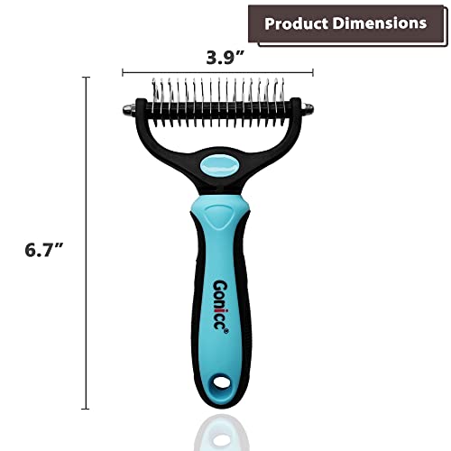 Gonicc Professional Dematting Comb with 2 Sided For Dogs and Cats, 17+9 Precision Teeth, Ergonomically designed, Dematting Undercoat Rake Comb for Dogs and Cats.