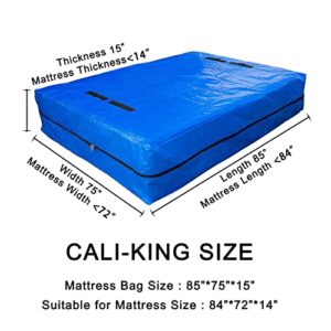 IWVA Mattress Storage Bag, Heavy-Duty Waterproof with 8 Handles Mattress Cover for Moving, Strong Zipper, Reusable, Ultra-Thick Mattress Protector (Cali King)