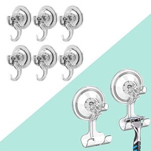 luxear suction cup hooks, 2 pack removable reusable razor hook and 6 pack powerful suction hooks for towel, loofah, window