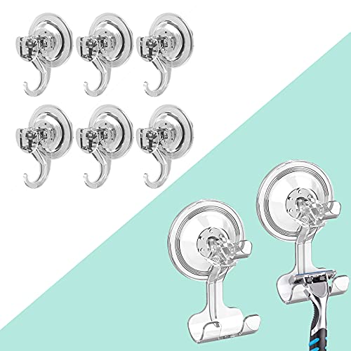 LUXEAR Suction Cup Hooks, 2 Pack Removable Reusable Razor Hook and 6 Pack Powerful Suction Hooks for Towel, Loofah, Window