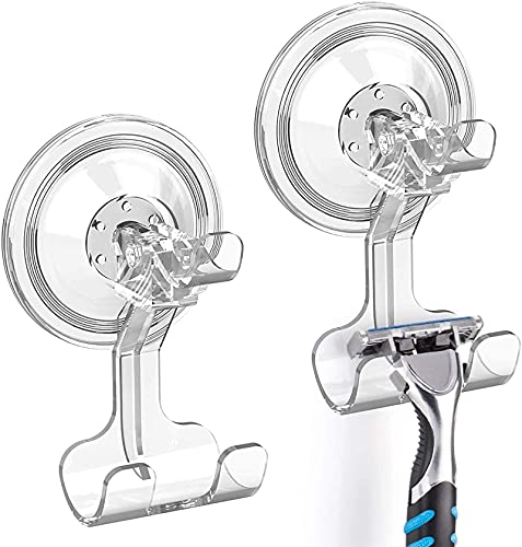 LUXEAR Suction Cup Hooks, 2 Pack Removable Reusable Razor Hook and 6 Pack Powerful Suction Hooks for Towel, Loofah, Window