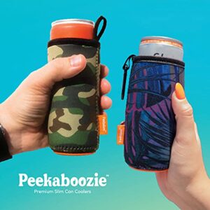 PEEKABOO Premium Slim Can Cooler, Durable and Stretchable fits 12 to 16 oz. Slim Cans and Bottles Too. (Vice City Camo - 1pc)