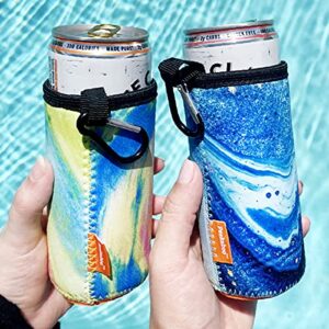 PEEKABOO Premium Slim Can Cooler, Durable and Stretchable fits 12 to 16 oz. Slim Cans and Bottles Too. (Vice City Camo - 1pc)