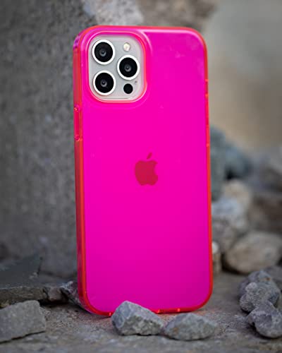 FELONY CASE - iPhone 13/iPhone 14 Neon Pink Clear Protective Case, TPU and Polycarbonate Shock-Absorbing Bright Cover - Crack Proof with a Gloss Finish - Full iPhone Protection