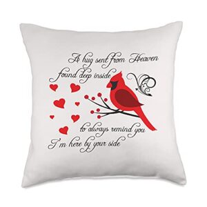 hug sent from heaven memorial remembrance hug sent from heaven found deep a inside memorial cardinal throw pillow, 18x18, multicolor