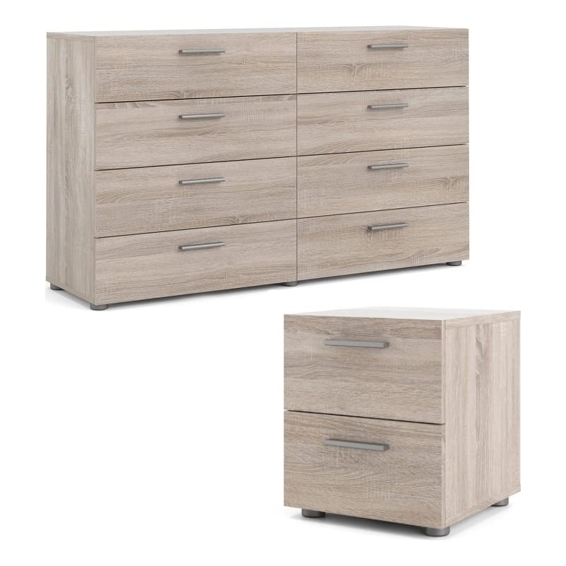 Home Square 2 Piece Bedroom Set with 8 Drawer Dresser and 2 Drawer Nightstand in Truffle