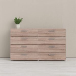 Home Square 2 Piece Bedroom Set with 8 Drawer Dresser and 2 Drawer Nightstand in Truffle