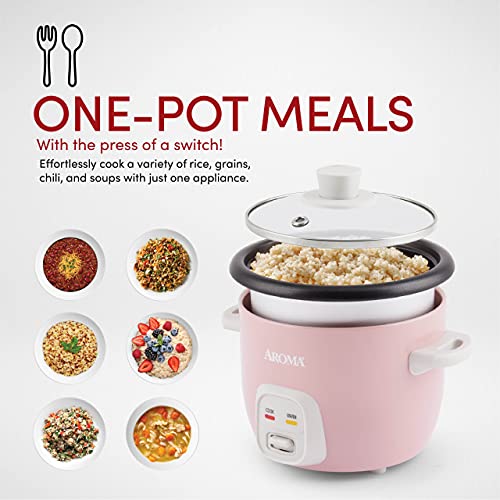 Aroma Housewares 4-Cups (Cooked) / 1Qt. Rice & Grain Cooker (ARC-302NGP), Pink