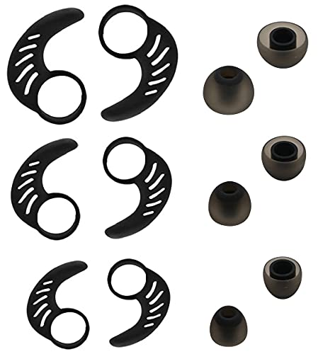 JNSA Ear Fin and Ear tip Set Replacement for Jaybird X2 X3 X4 X, S/M/L 3 Size 6 Pairs,Ear Fins 3 Pairs and Ear Tips 3 Pairs Compatible with Jaybird X X2 X3 X4,Black 33