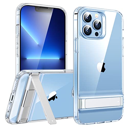 ESR Metal Kickstand Case Compatible with iPhone 13 Pro Max Case, Patented Two-Way Stand, Reinforced Drop Protection, Slim Flexible Back Cover, Clear