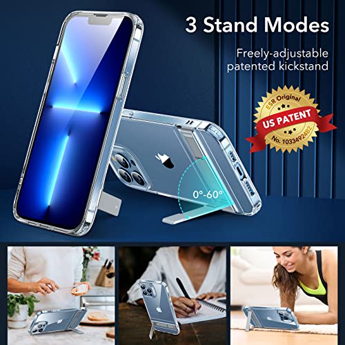 ESR Metal Kickstand Case Compatible with iPhone 13 Pro Max Case, Patented Two-Way Stand, Reinforced Drop Protection, Slim Flexible Back Cover, Clear