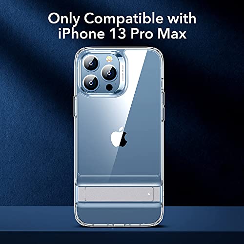 ESR Metal Kickstand Case Compatible with iPhone 13 Pro Max Case, Patented Two-Way Stand, Reinforced Drop Protection, Slim Flexible Back Cover, Clear