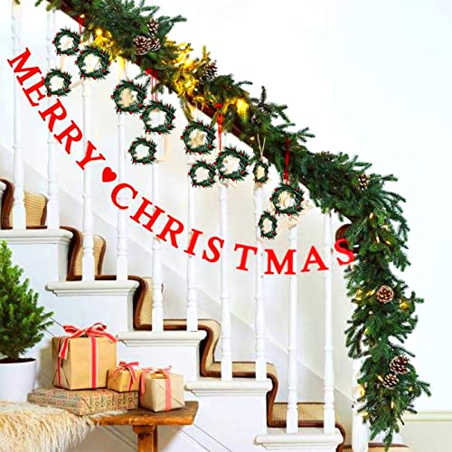 Artflower 12 Pcs Christmas Candle Rings Wreath Mini Christmas Wreath with Red Artificial Berry Christmas Pine Wreath Candle Holder Rings for Christmas Holiday Table Decorations (3 inch)