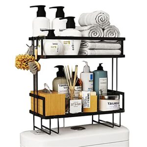 tristonsong 2-tier bathroom over the toilet storage shelf countertop organizer kitchen storage organization with wire bracket black