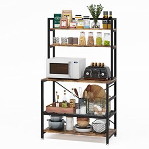 moan kitchen baker’s rack with shelves, microwave stand 6-tier shelf with storage (rustic brown)