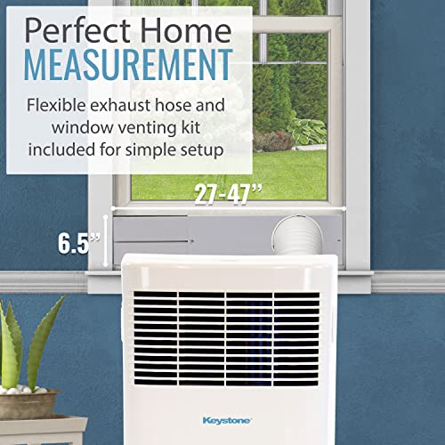 Keystone 5,000 BTU Portable Air Conditioner, Cools Rooms Up to 200 Sq. Ft., with Remote Control, LED Display, 24H Timer, Dehumidifer, Wheels, and 3-Speeds