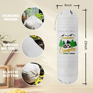 Happy Campers Live Here, Grocery Bags Holder Organizer For Shopping Bags, Wall Mount Plastic Bags Storage Container Dispensers, Gift For The Preferred Family And Friends