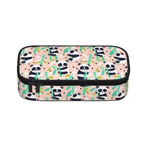 teikkiop panda pencil case animal print pen bags with zipper and compartment cute portable, nude