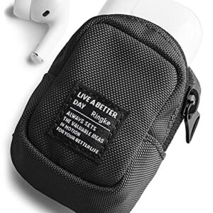 Ringke Mini Pouch [Block] Nylon Carrying Pouch Small Bag for AirPods, Galaxy Buds, Earphones, Cards, ID - Black