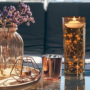 Nuanchu 50 Pieces Artificial Pearl String for Floating Candles 6 Inch Pearl String Vase Fillers Floating Candles Centerpiece for Valentine's Day Wedding Dinning Table Party (Rose Gold)