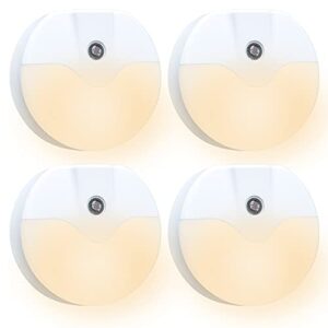 aultra night light led round night lights plug into wall - super intelligent dusk to dawn sensor activated, automated on & off, used for kitchen, bathroom, home improvement, bedroom – 4 pack