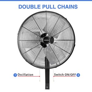 KEN BROWN 20 Inch Industrial Oscillating Wall Mount Fan 5500CFM,Heavy Duty,High Velocity,3- Speed,Black