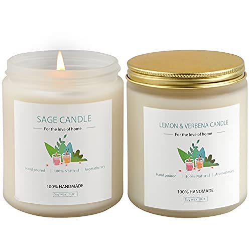 Sage Candles for Cleansing House, 2 Pack 8Oz 100 Hrs. Burning, Soy Wax Sage Scented Candles for Home Scented Candle, for House Energy Cleansing, Banishes Negative Energy, Purification and Healing…