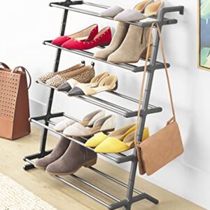 Whitmor 5-Tier Leaning Shoe Rack, Gray