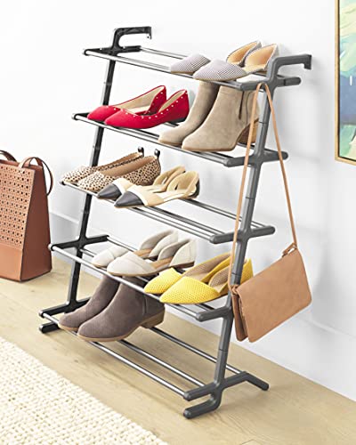 Whitmor 5-Tier Leaning Shoe Rack, Gray