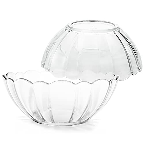 DEAYOU 4 Pack Clear Serving Bowls, Acrylic Salad Mixing Bowls, Party Snack or Chip Bowl, Break-Resistant Disposable Catering Bowls Punch Bowl for Entertaining, Fruit, Vegies, 4 Sizes, Flower-Shape