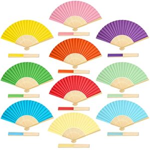 yookeer 20 pieces bamboo folding paper fans handheld paper fan multicolor vintage handheld fan handmade diy folding fan party favors for church wedding diy decoration dancing performance()