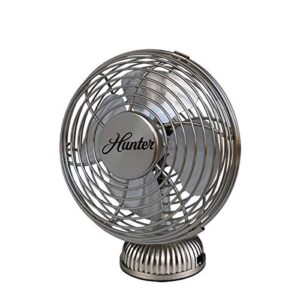 HUNTER 90506z Personal Retro USB Fan, 1 Speed Setting, 70 Degree Tilt Angle, 4" inch, Brushed Nickel