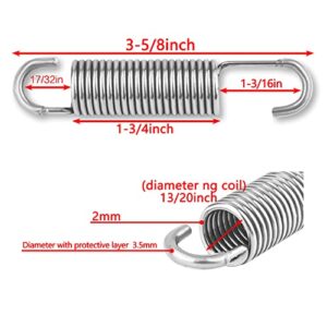 GNPADR 3-5/8" (2 Pieces) Stainless Steel Replacement Recliner Sofa Mechanism Tension Spring - Long Neck Hook