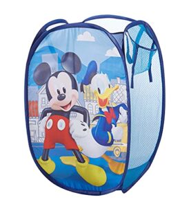 idea nuova disney mickey mouse pop up laundry storage hamper with durable carry handles, 21" h x 13.5" w x 13.5" l, blue