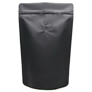 pouchworth 50 pcs 16 oz matte black foil stand up zipper pouch coffee bags with valve