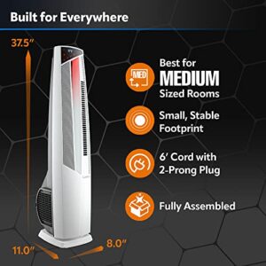 Lasko Oscillating Hybrid Fan and Space Heater for Home, All Season High Velocity Hybrid with Tip-Over Switch, Remote Control, Timer and Thermostat, 37.5 Inches, White, 1500W, FHV820