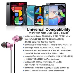 USB C Headphones, USB Type C Earbuds Stereo Bass Wired Earphones with Mic for iPad 10 Mini Pro Air 2022 Samsung S23 S22 Ultra Galaxy Z Fold 4 Flip 3 S20 S21 Google Pixel 7 Pro 6 OnePlus 11 10T 9 Pro 8