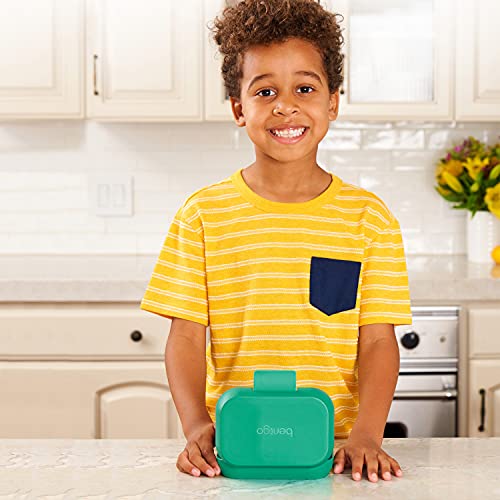 Bentgo Kids Snack - 2 Compartment Leak-Proof Bento-Style Food Storage for Snacks and Small Meals, Easy-Open Latch, Dishwasher Safe, and BPA-Free - Ideal for Ages 3+ (Green/Navy)