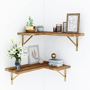 g&w gruwald rustic corner shelves wall mounted set of 2, corner floating shelves for bedroom, kitchen, bathroom, living room