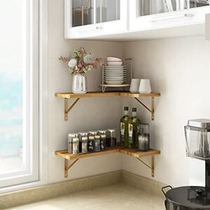 G&W Gruwald Rustic Corner Shelves Wall Mounted Set of 2, Corner Floating Shelves for Bedroom, Kitchen, Bathroom, Living Room