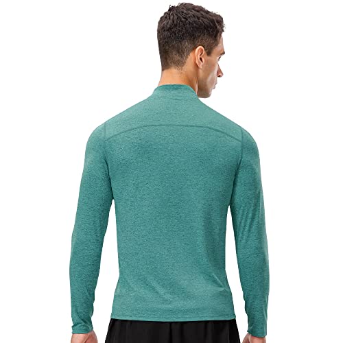 WRAGCFM Men's 1/4 Zip Pullover,Dry Fit Long Sleeve Workout Shirts for Men Running Athletic Active Quarter Zipper Pullovers T Shirts Sports Gym Long Sleeved Tops (Green,S)