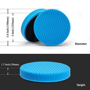 Autolock 5" Buffing Polishing Pads, 6Pcs 5.6inch 140mm Face for 5 Inch Backing Plate Compound Buffing Sponge and Woolen Pads Cutting Polishing Pad Kit for Car Buffer Polisher, Polishing and Waxing