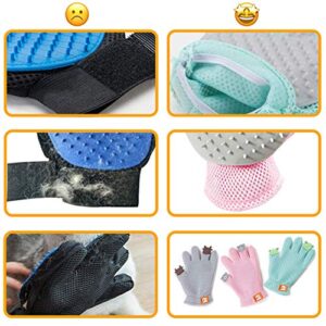 FURBB Pet Grooming Glove 2pack Cat Dog Gentle Deshedding Brush Glove - Efficient Pet Hair Remover Massage Mitt - Enhanced Five Finger Design Perfect for Long Short Fur (Pink 2Pack)