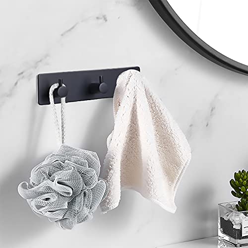 Key Holder for Wall,Key Hooks Decorative for Wall,Adhesive Adhesive Key Organizer Key Hanger Stainless Key Hooks Hanging Keys Towel Hanger for Entryway, Kitchen, Bedroom,Bathroom (3 Hooks, Black)