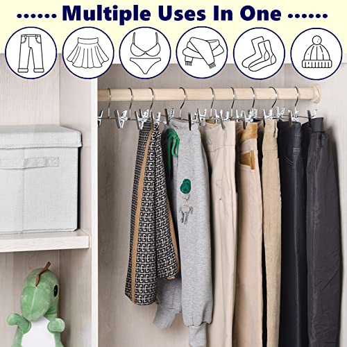 Amber Home Metal Pants Hangers with Clips 50 Pack, Heavy Duty Metal Skirt Hangers with 2-Adjustable Clips, Bottom Hangers for Shorts, Jeans, Trousers (50)