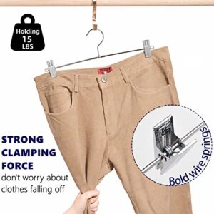 Amber Home Metal Pants Hangers with Clips 50 Pack, Heavy Duty Metal Skirt Hangers with 2-Adjustable Clips, Bottom Hangers for Shorts, Jeans, Trousers (50)