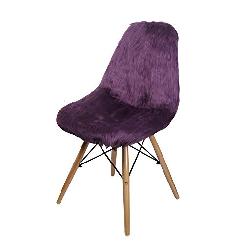 GIA Contemporary Desk Chair with Removable Faux Fur Cushion Cover, Royal Purple